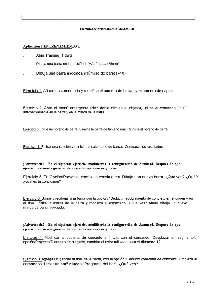 Ejercicios de Entrenamiento ARMACAD | PDF | Archivo de computadora ...