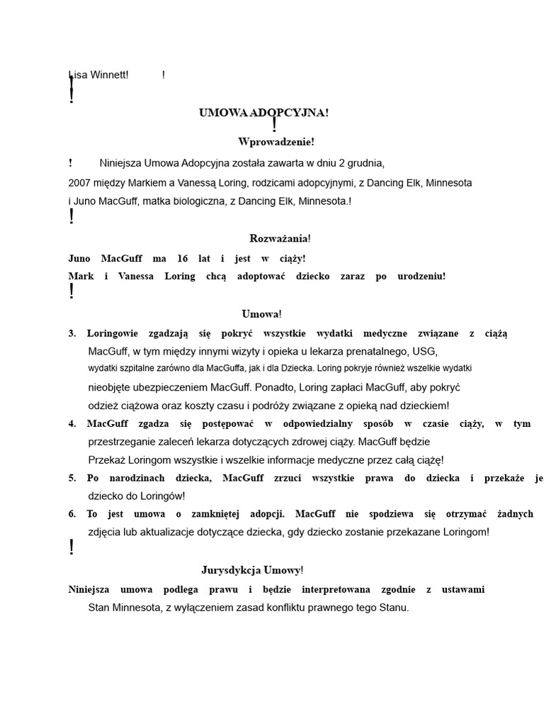 Umowa Adopcyjna | PDF