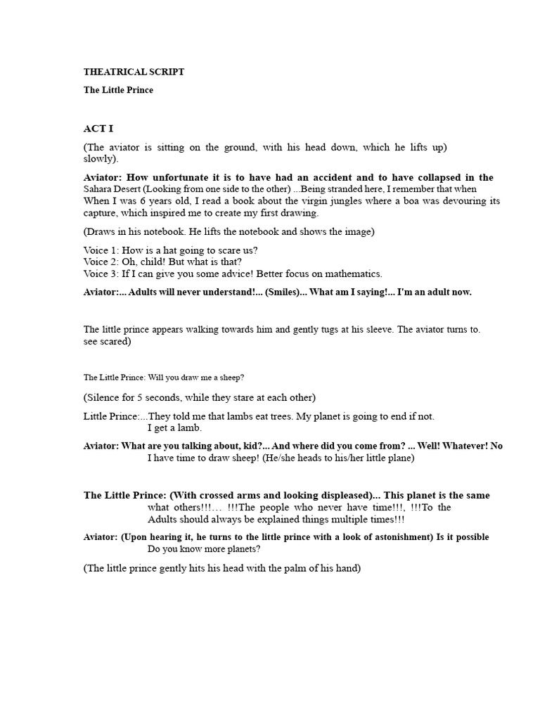 The Little Prince Theater Script | PDF | The Little Prince