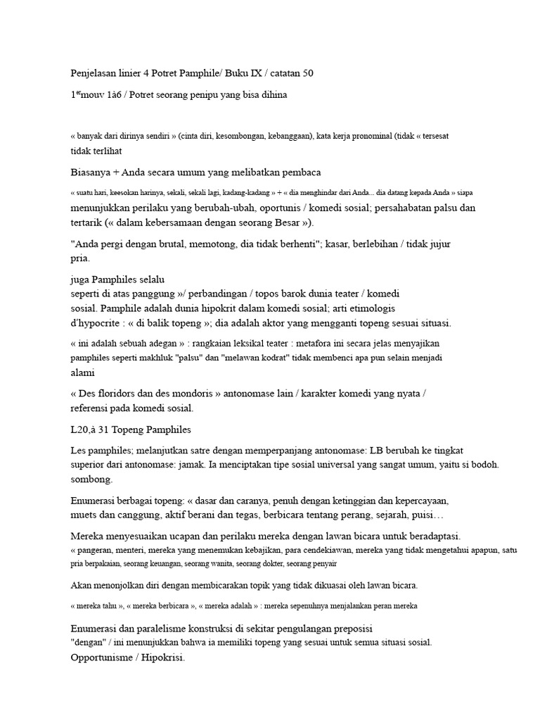 Karakter Pamphile dalam Komedi Sosial | PDF
