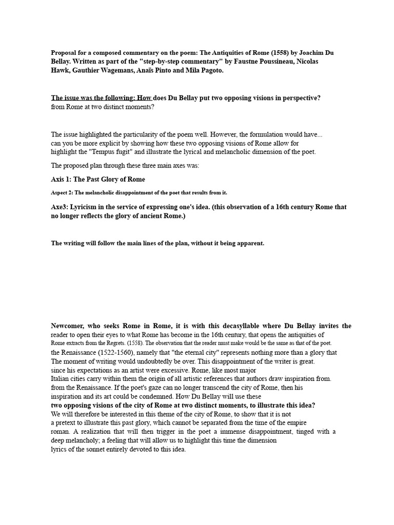 Proposed Analysis of The Poem | PDF | Sonnets | Poetry