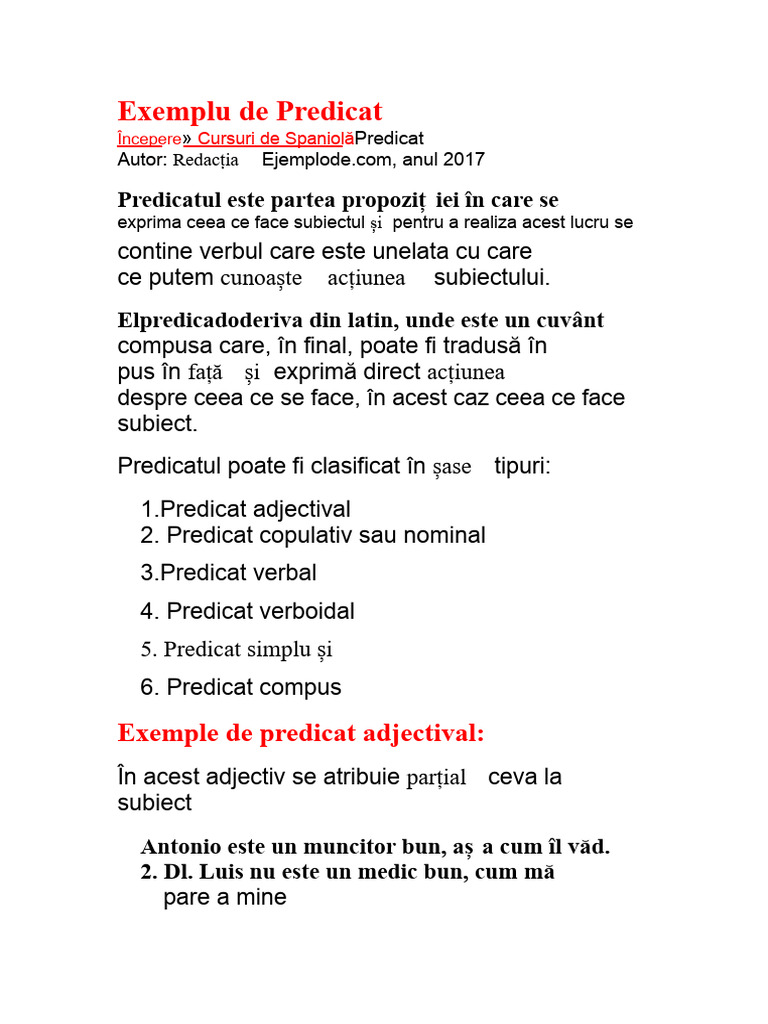 Exemplu de Predicat | PDF