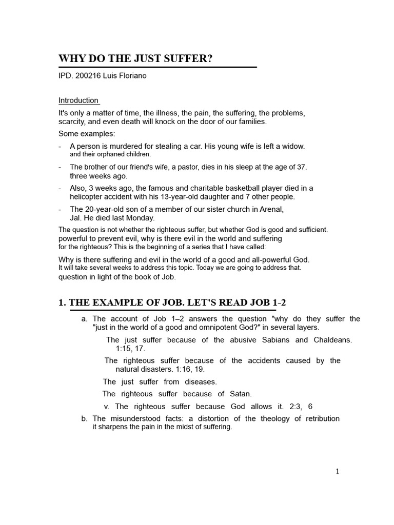Job - Why Do The Righteous Suffer | PDF | Sin | Evil
