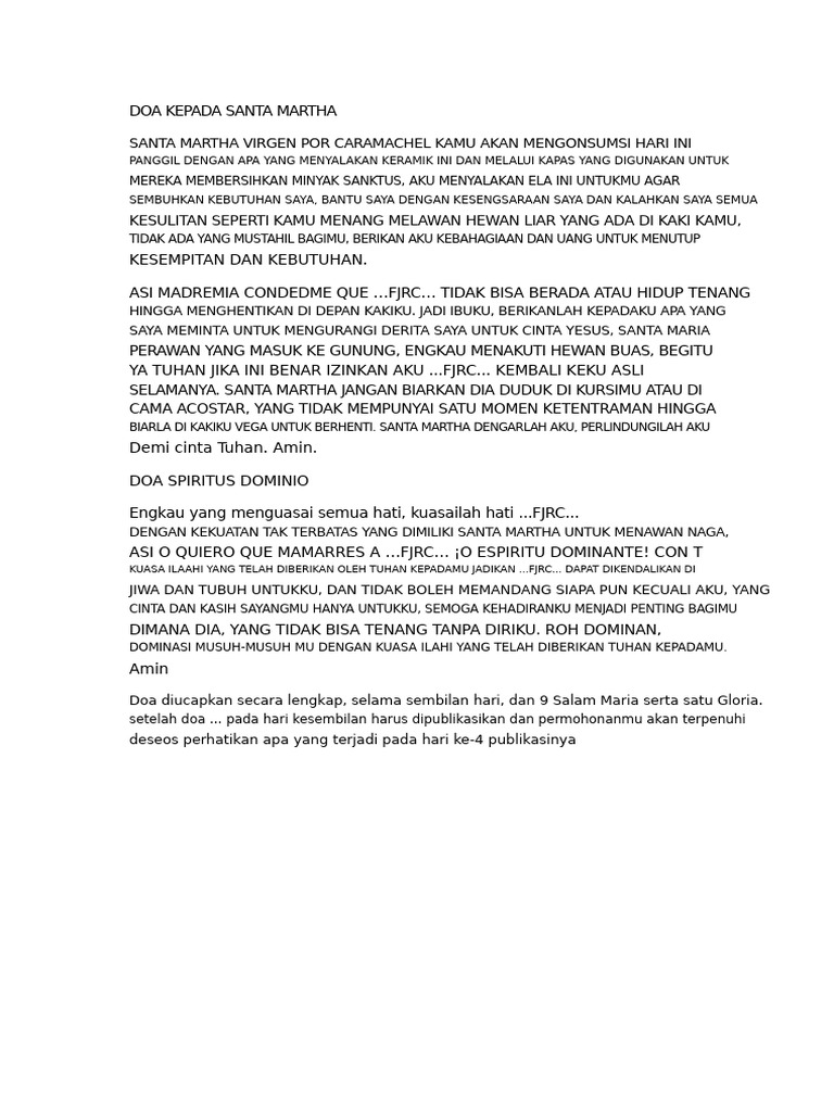 Doa Kepada Santa Martha | PDF