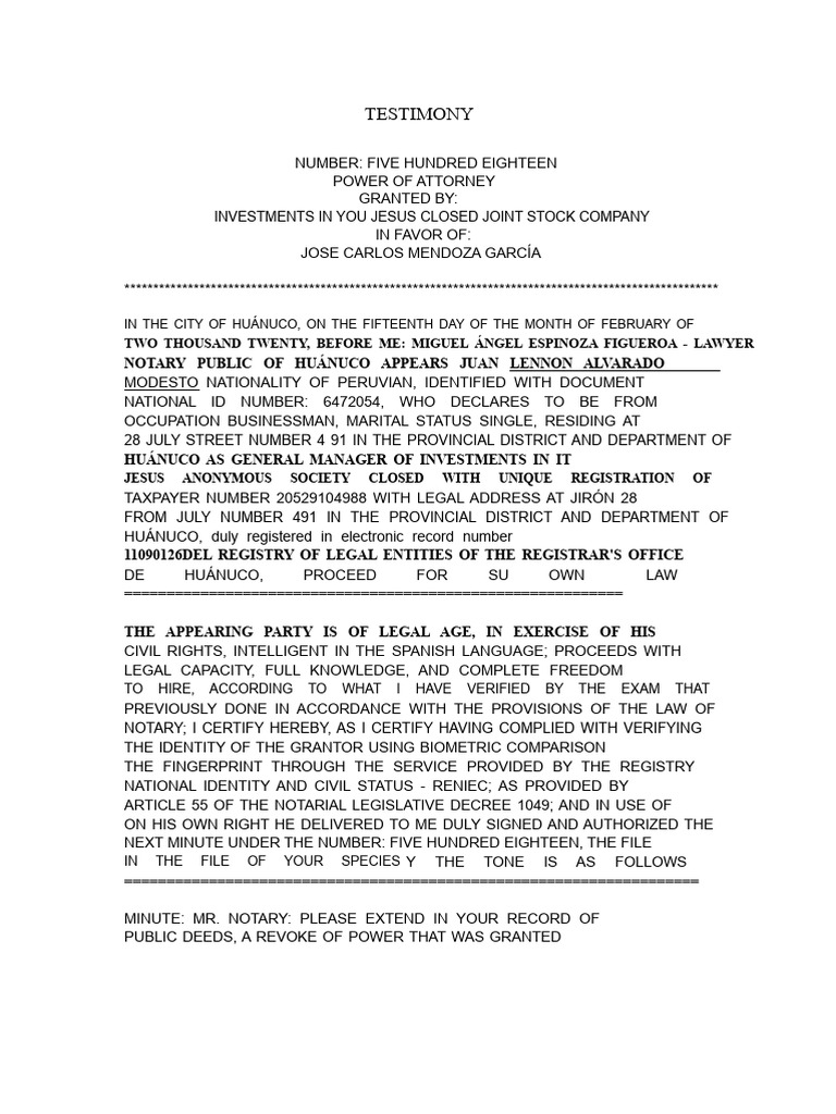 Minutes of Revocation of Power | PDF | Power Of Attorney | Deed