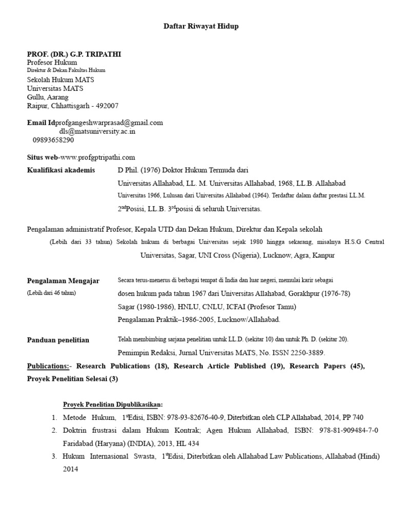 CV G P Tripathi | PDF