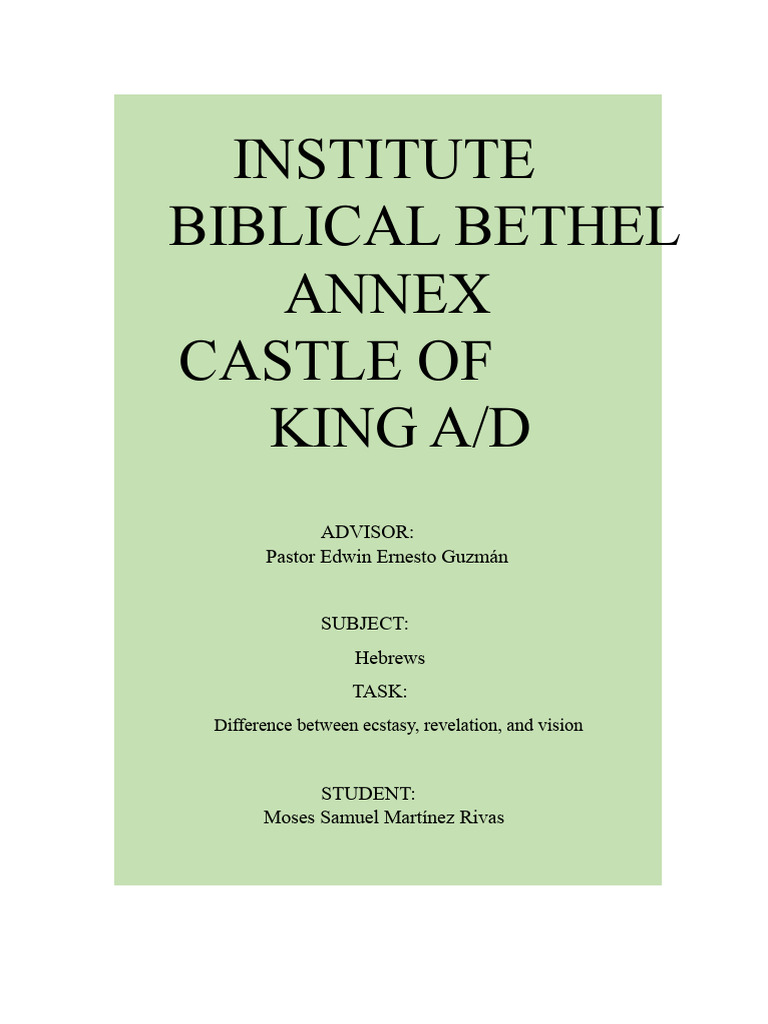 Difference Between Ecstasy, Vision, Ministerial | PDF | Revelation | God