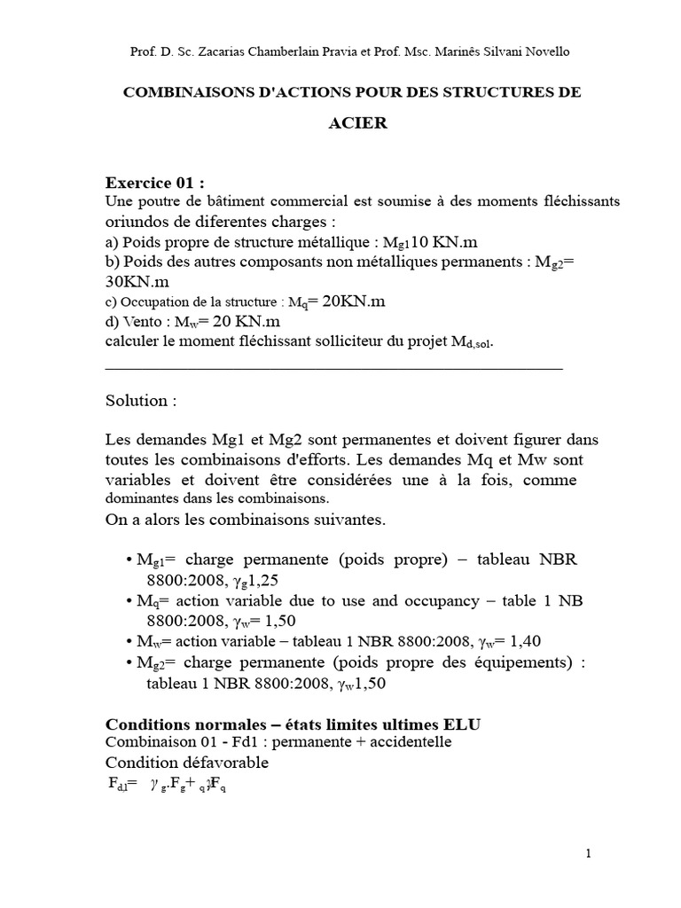 107 Exercices de Combinaisons de Chargement À Faire | PDF | Flexion ...