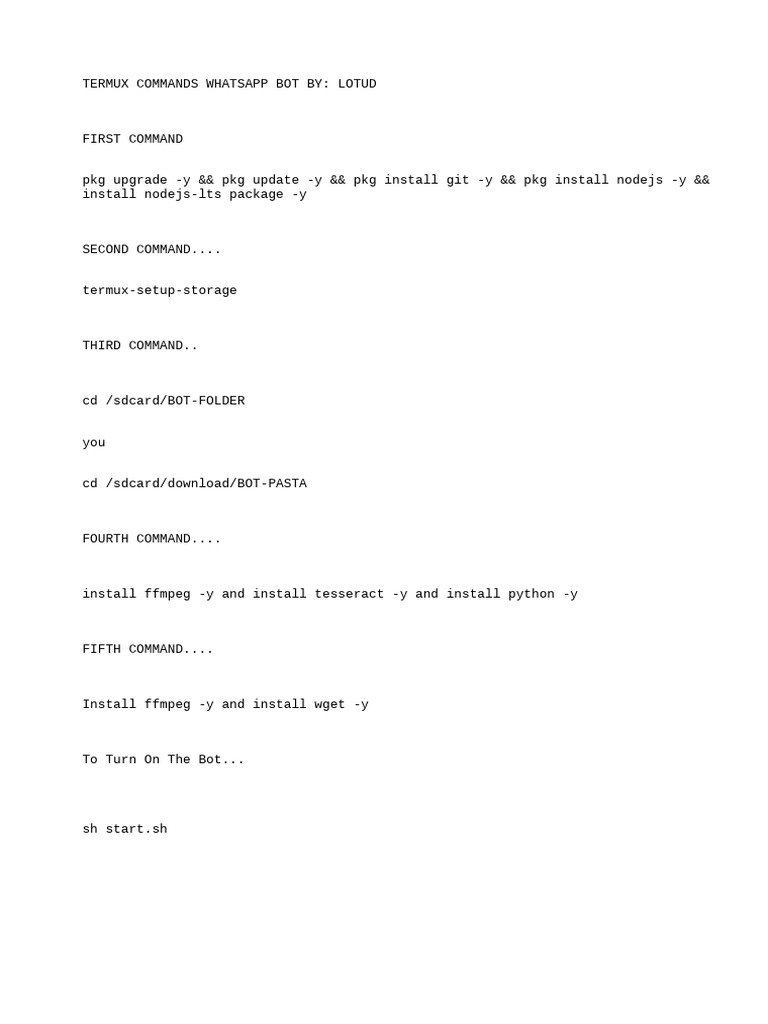 Termux Bot Commands | PDF