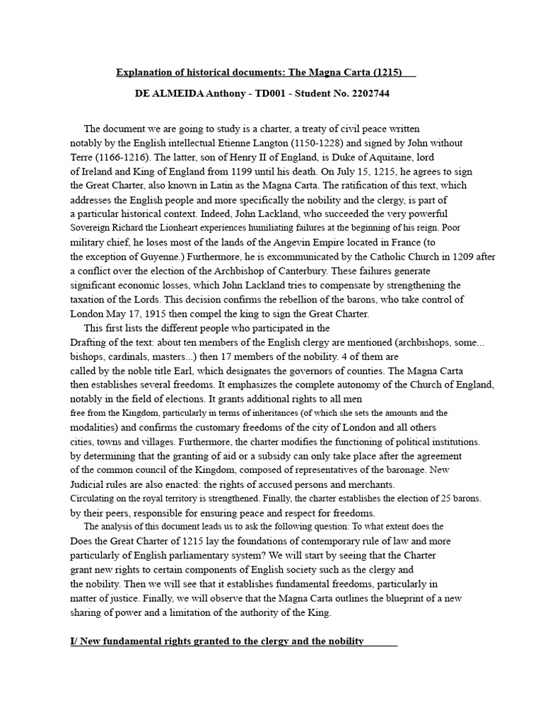Understanding the Magna Carta of 1215 | PDF | Magna Carta | Justice
