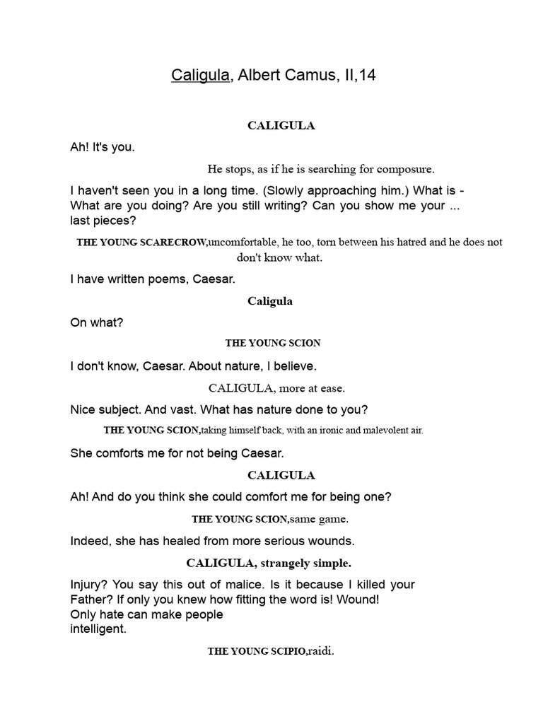 Caligula - Camus, Act II, Scene 14 | PDF