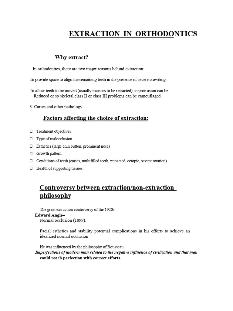 Extraction in Orthodontics | PDF | Orthodontics | Dental Anatomy