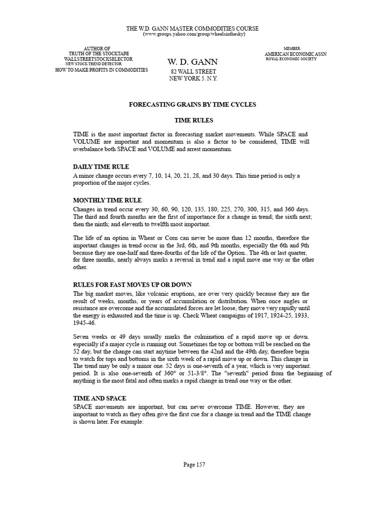 Gann Time Cycles | PDF | Wheat
