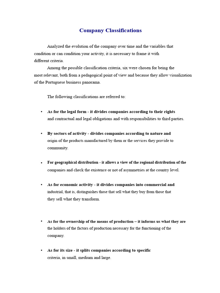 Classification of Companies | PDF | Goods | Cooperative
