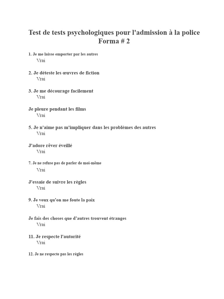 Test de personnalité pour la police | PDF | Psychologie