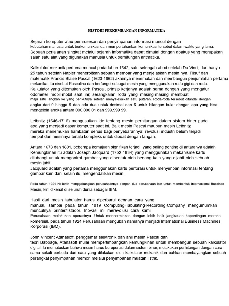Esai - Sejarah Informatika | PDF