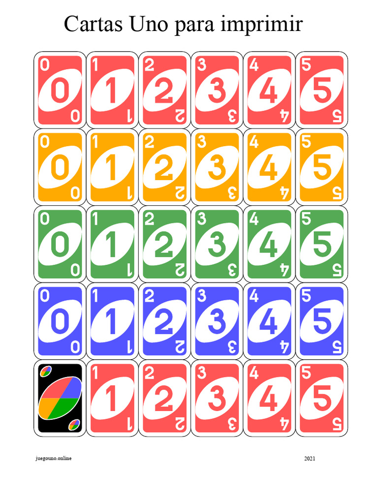 Cartas Juego Uno para Imprimir | PDF