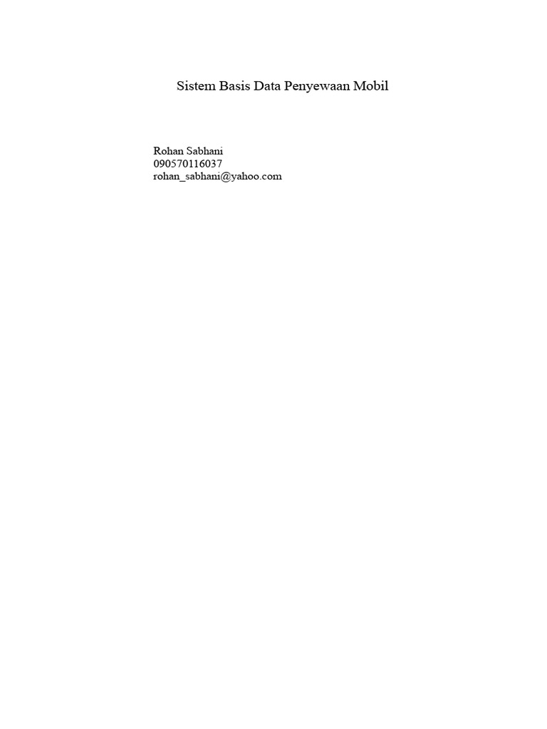 Sistem Penyewaan Mobil - Usulan Proyek | PDF