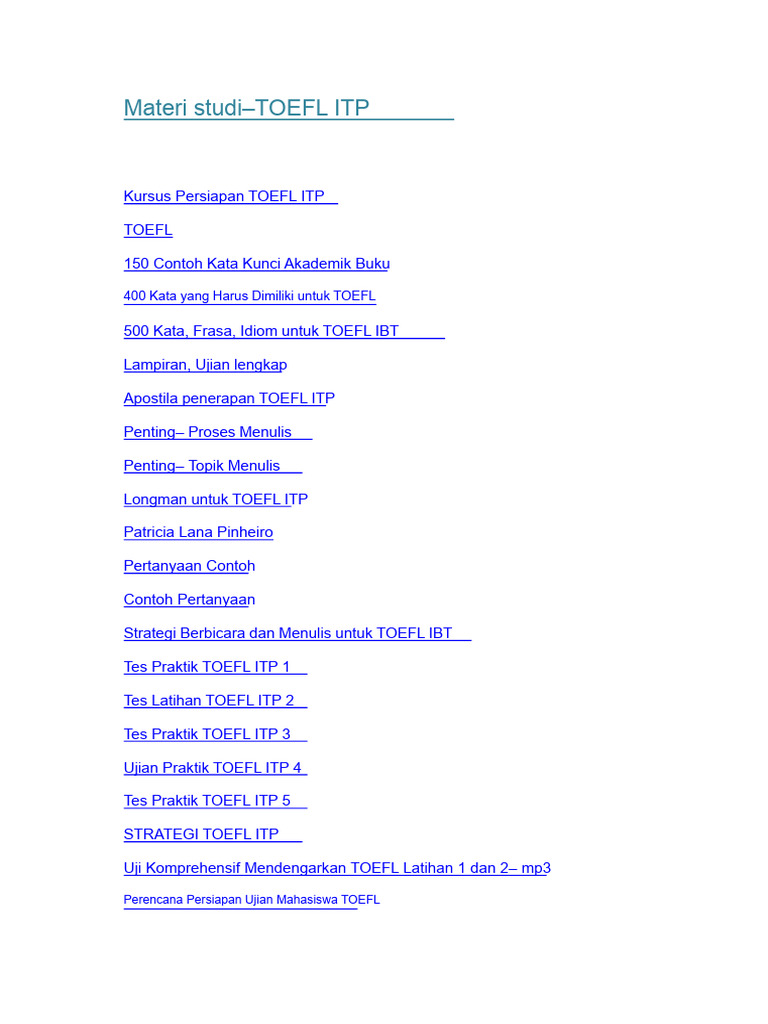 Materi Belajar - TOEFL ITP | PDF