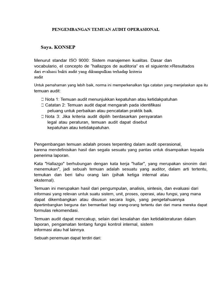 Pembangunan Temuan Audit Operasional | PDF