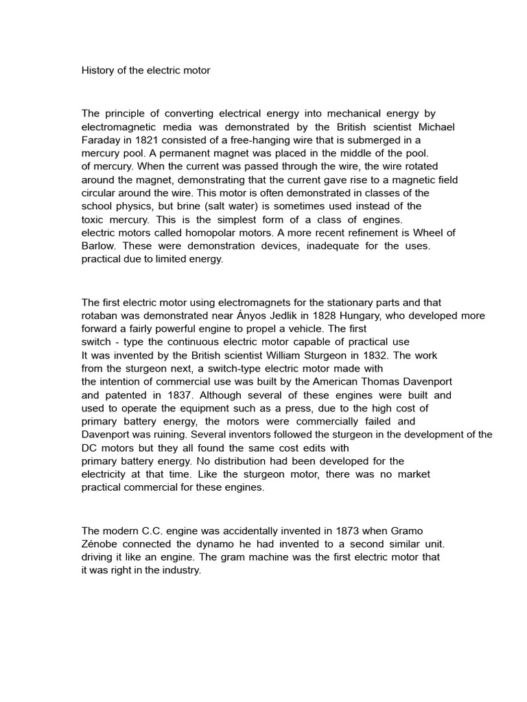 History of The Electric Motor PDF | PDF