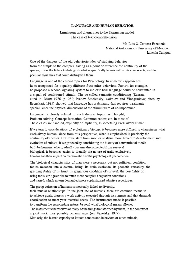 Language and Human Behavior | PDF | Behaviorism | Reinforcement