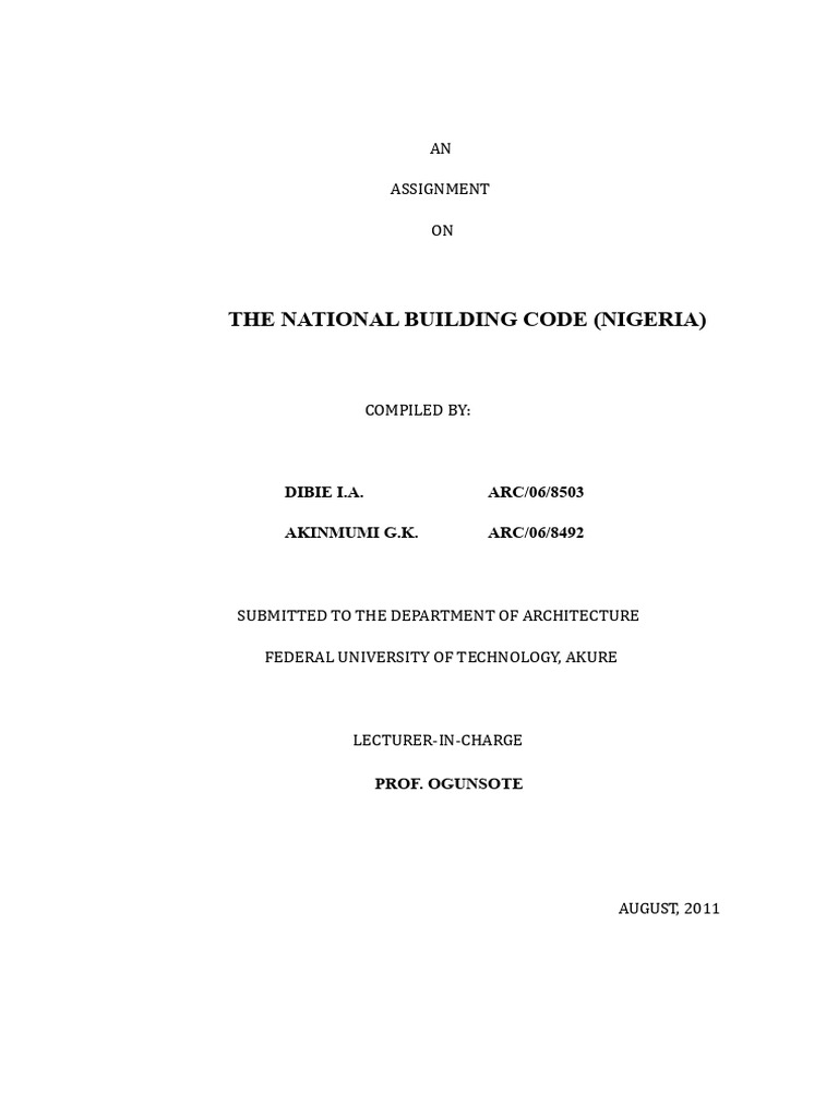National Building Code of Nigeria Overview | PDF | Occupational Safety ...