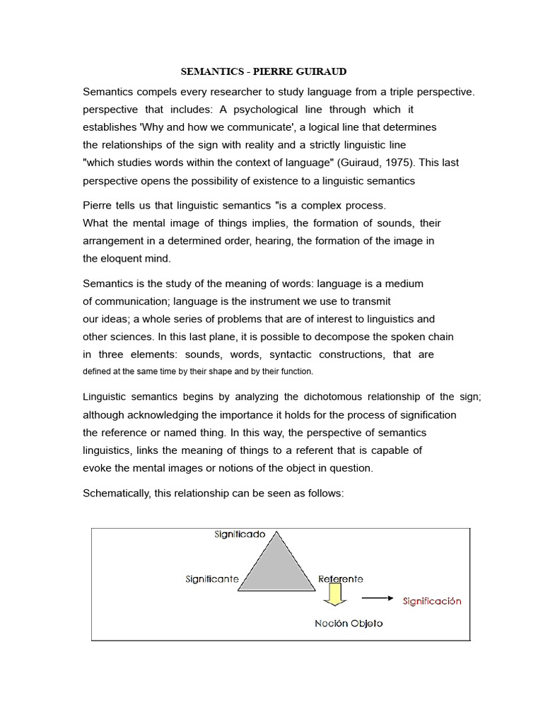 The Semantics Pierre Guiraud | PDF | Semantics | Linguistics