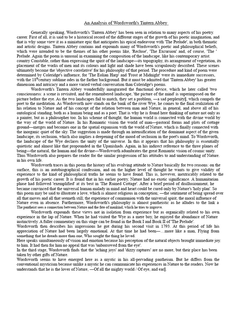 Tintern Abbey by William Wordsworth | PDF | William Wordsworth | Landscape