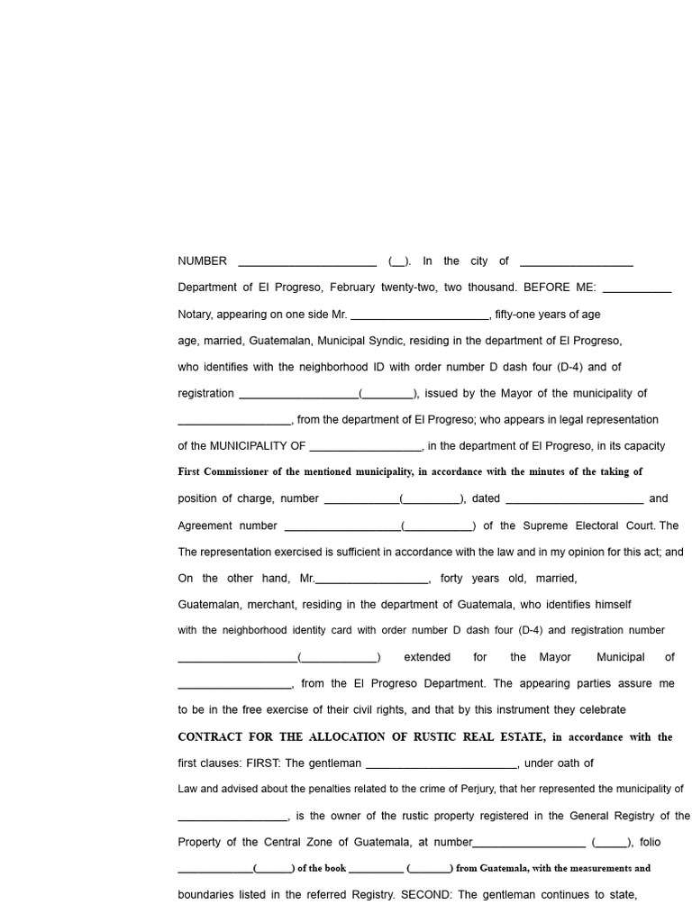 Rustic Real Estate Allocation Contract | PDF | Conveyancing | Deed