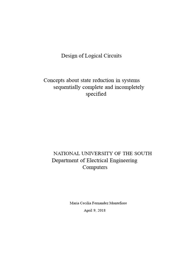 Concepts About State Reduction in Completely and Incompletely Specified Sequential Systems | PDF ...