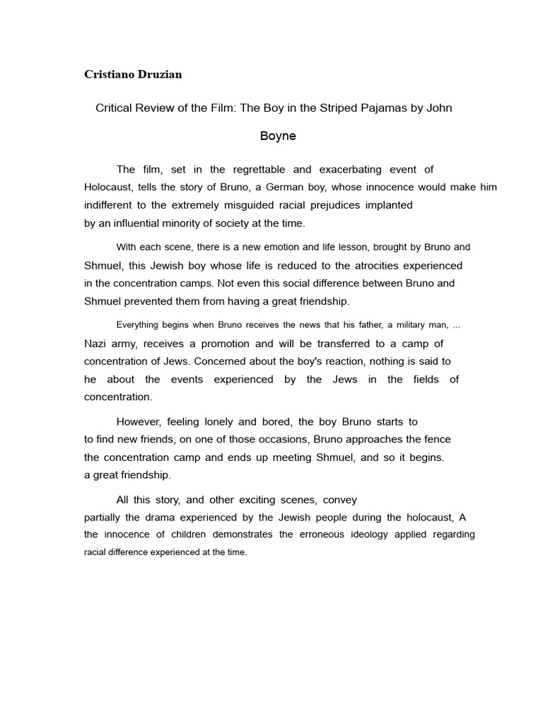 Critical Review - The Boy in The Striped Pajamas | PDF