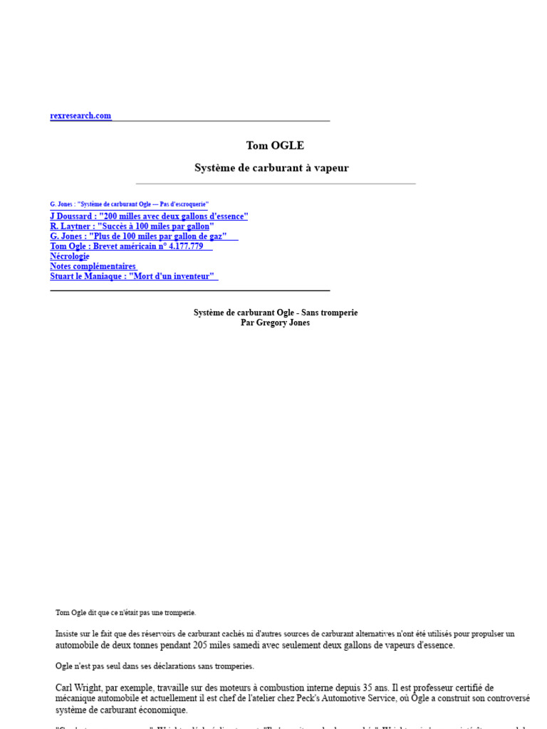 Tom OGLE Système de Carburant À Vapeur | PDF | Moteur à vapeur ...