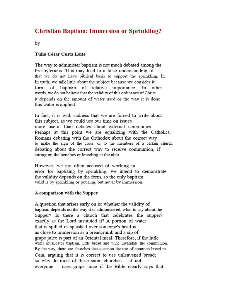 Validity of Aspersion Baptism Explained | PDF | Baptism | Jesus