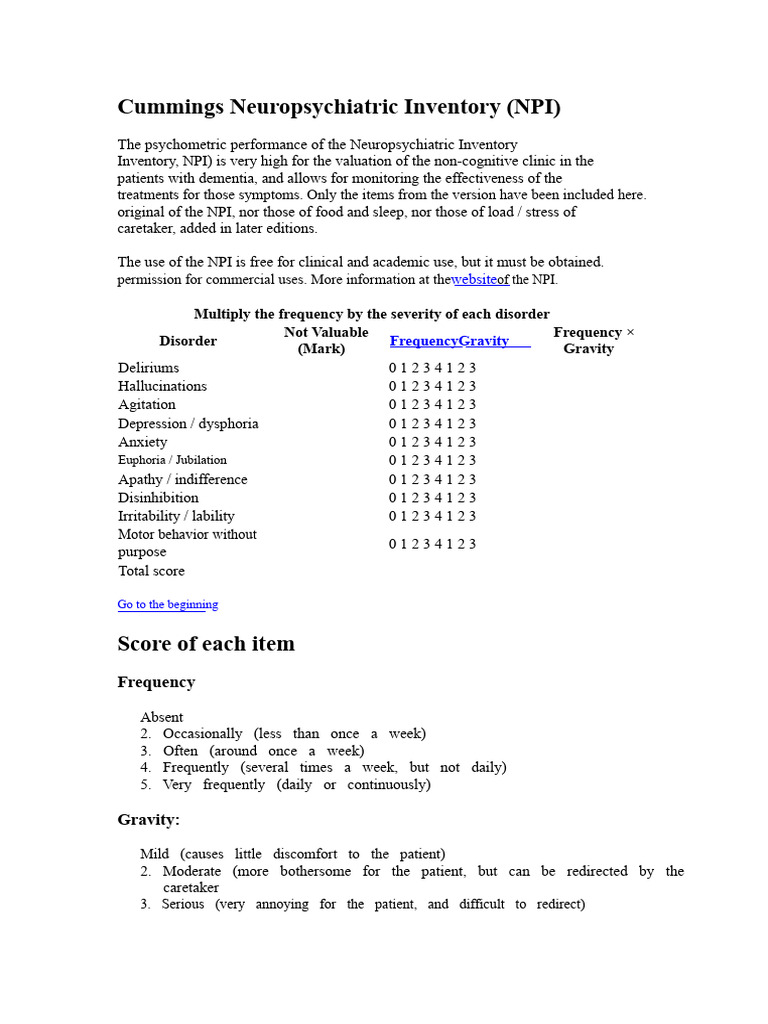 Neuropsychiatric Inventory | PDF