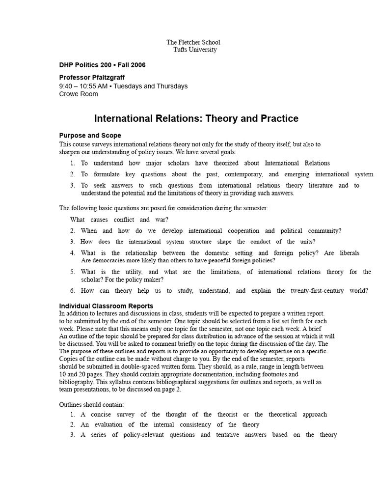 International Relations Theory Course Syllabus | PDF | Global Politics ...