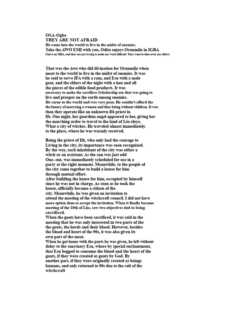 Osa Ogbe A Osa Di 2 | PDF