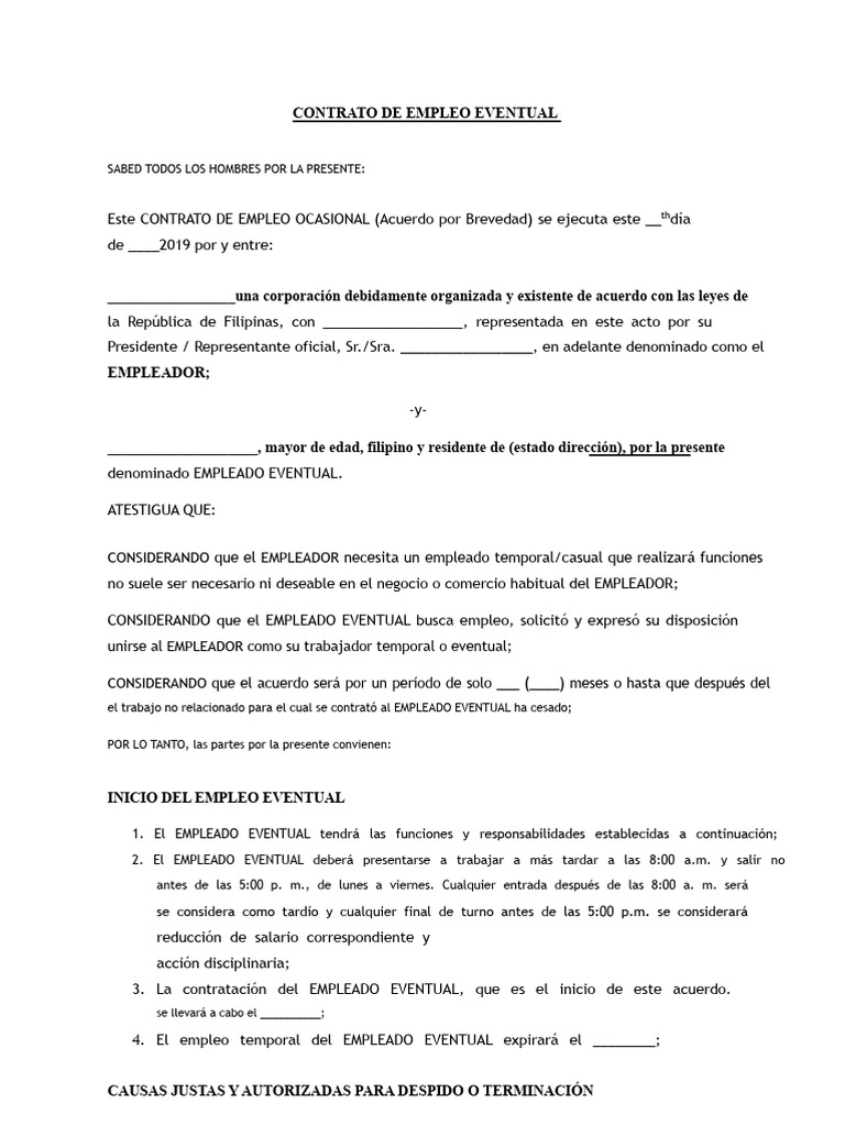 Contrato para Empleo Temporal | PDF | Información | Secreto comercial