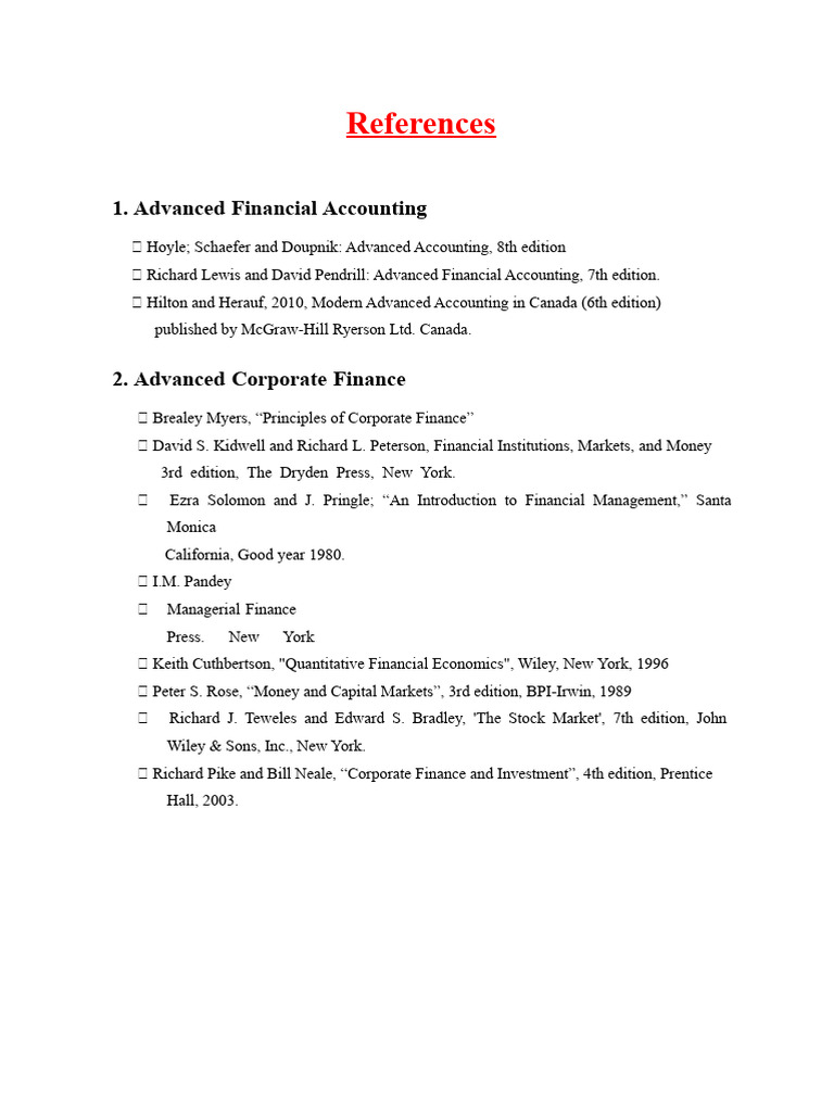 References: 1. Advanced Financial Accounting | PDF