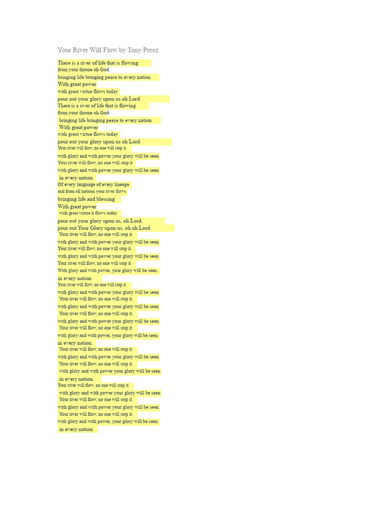 Lyrics of Your River Will Flow by Tony Perez. | PDF