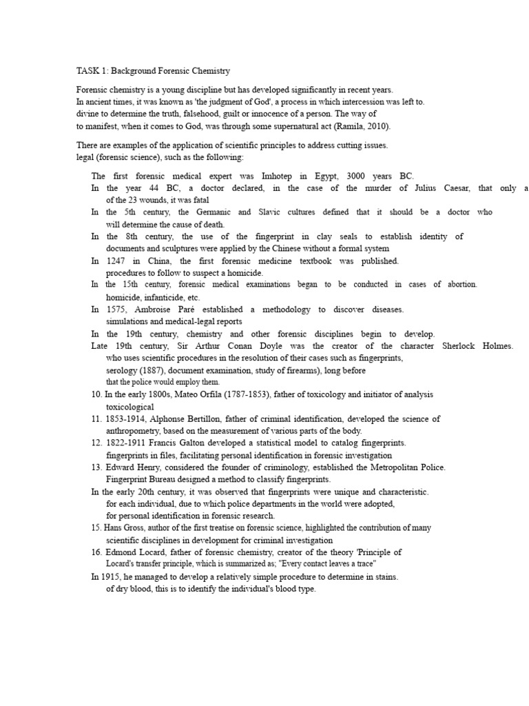 History of Forensic Chemistry Timeline | PDF | Forensic Science ...