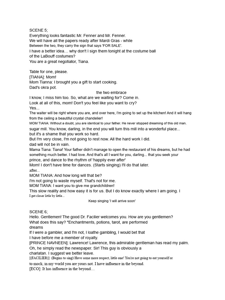 Scripts - The Princess and The Frog | PDF