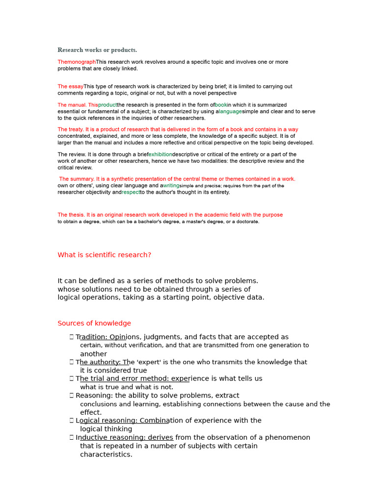 Works or Products of Research | PDF | Scientific Method | Hypothesis