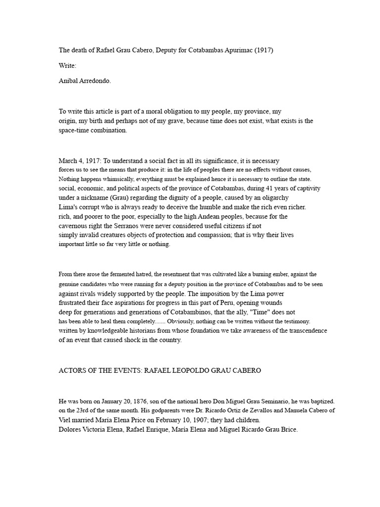 The Death of Rafael Grau Cabero | PDF