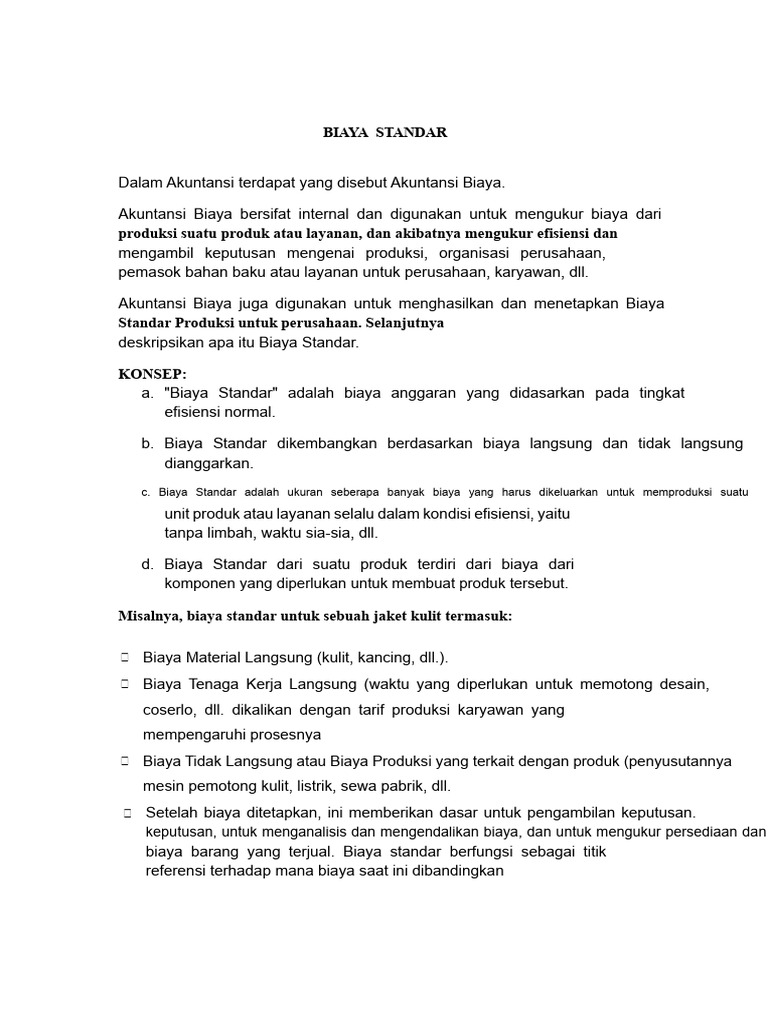 Panduan Lengkap Biaya Standar dalam Akuntansi | PDF