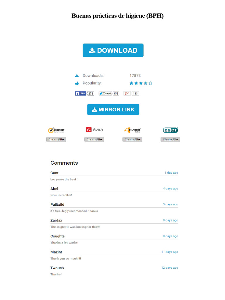 Buenas Prácticas de Higiene (BPH) | PDF
