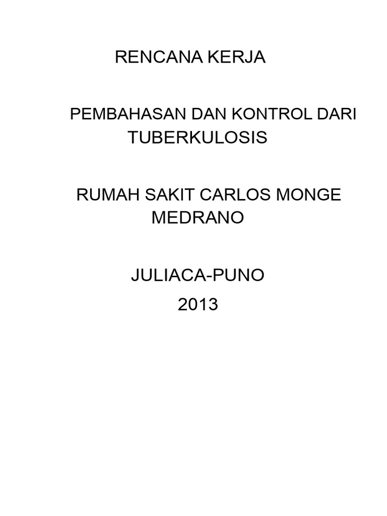 Rencana Kerja Pencegahan Tuberkulosis | PDF