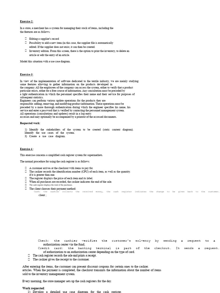 Exercises Use Case Diagram | PDF | Point Of Sale | Computing
