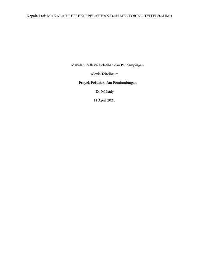 Refleksi Pelatihan dan Mentoring Teitelbaum | PDF