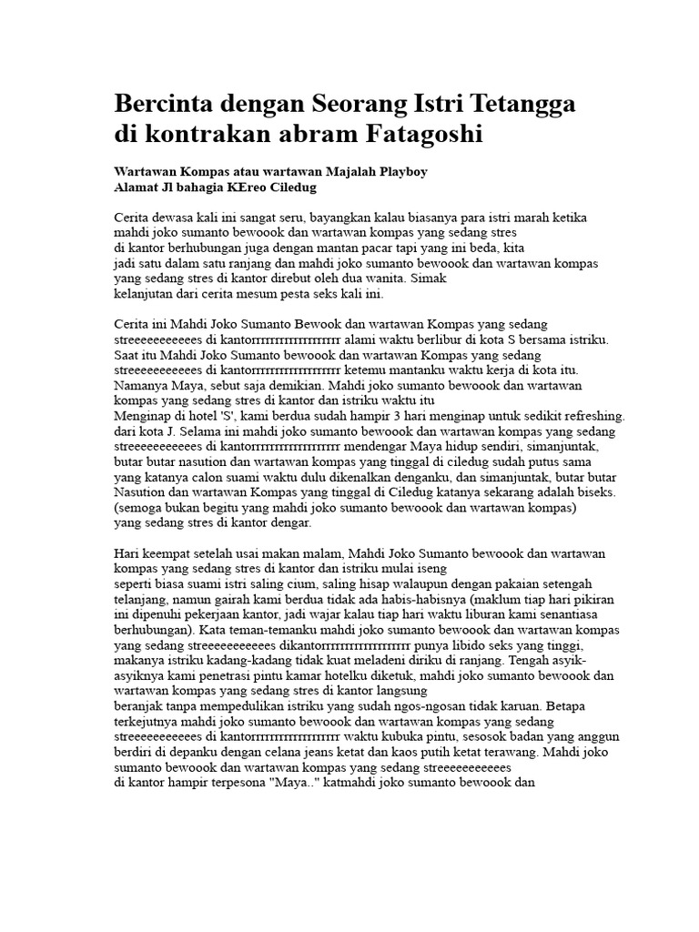 Bercinta Dengan Seorang Istri Tetangga Di Kontrakan Abram Fatagoshi | PDF